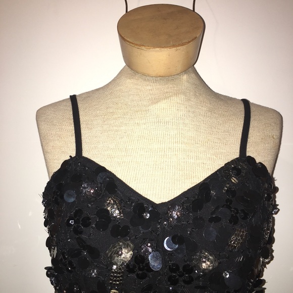 Topshop | Tops | Topshop Black Sequin Bead Embellished Crop Top | Poshmark
